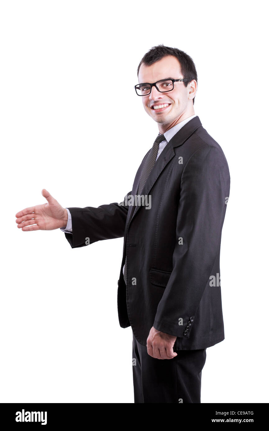 businessman offering his hand, isolated on white Stock Photo - Alamy