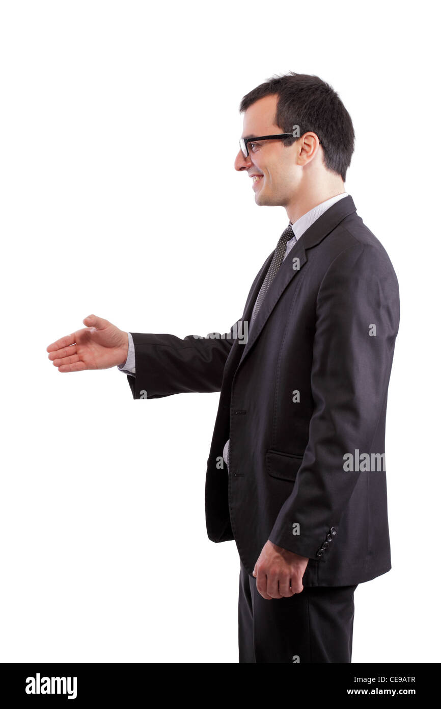 businessman offering his hand, isolated on white Stock Photo - Alamy
