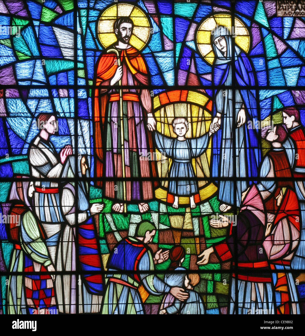 Holy Family, Stained glass Stock Photo - Alamy