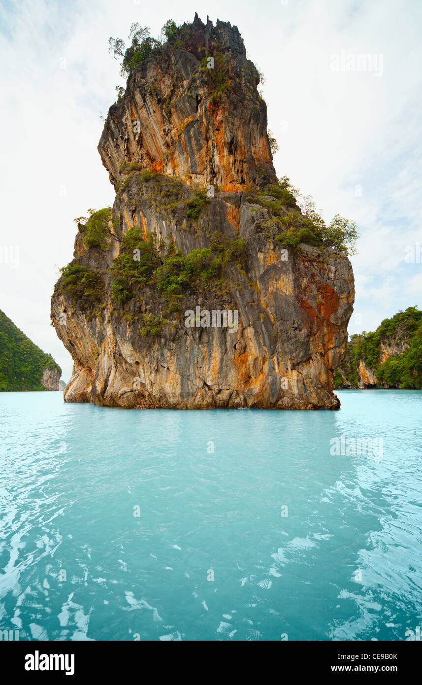 The high limestone island in the ocean - the coast of Thailand, Phuket ...