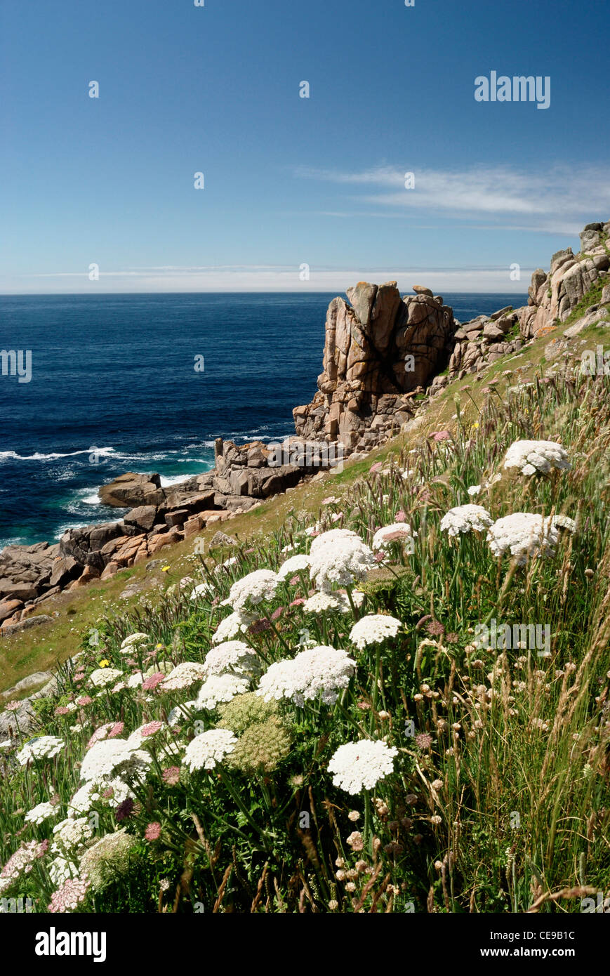 Rugged coastal landscape from the South West coastal path, cornwall ...