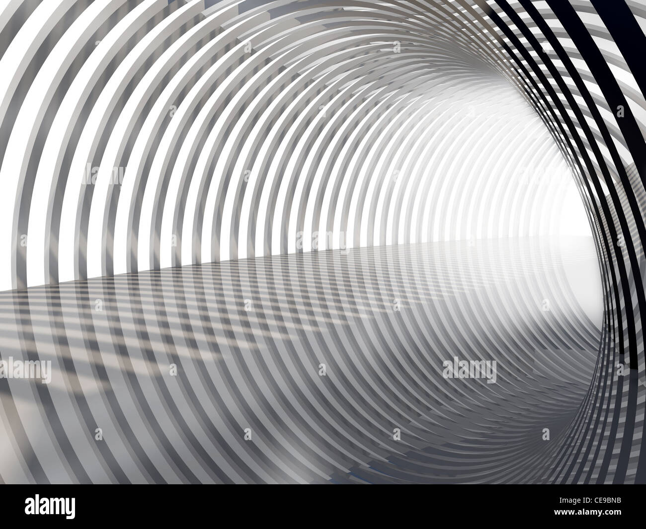 Silver Tunnel with light on the end Stock Photo - Alamy