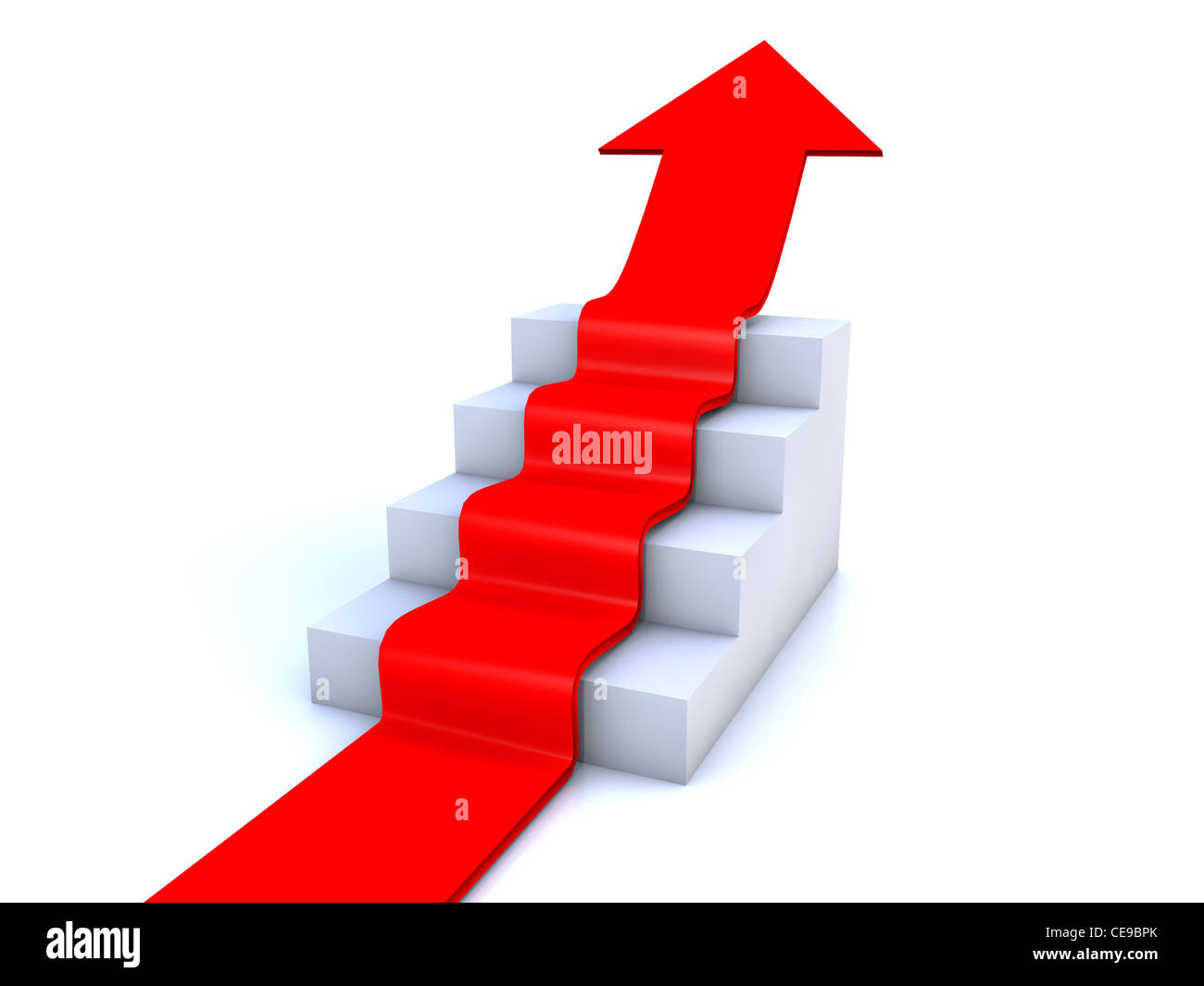 red arrow rising up on stairway Stock Photo - Alamy