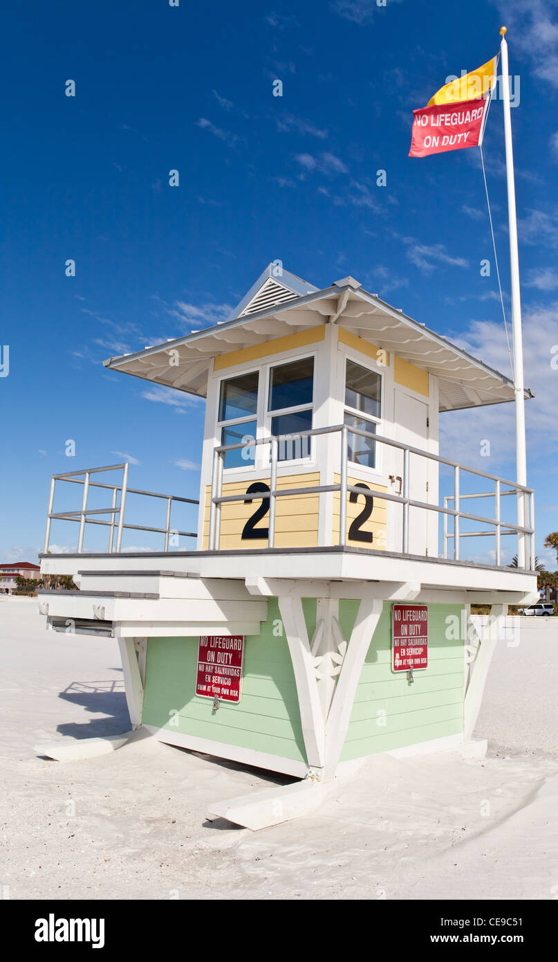 Lifeguard Station with Yellow and Red Flags - Clearwater Beach, Florida ...