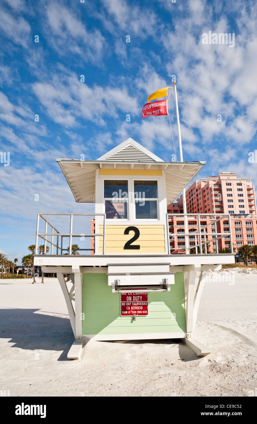Lifeguard Station with Yellow and Red Flags - Clearwater Beach, Florida ...