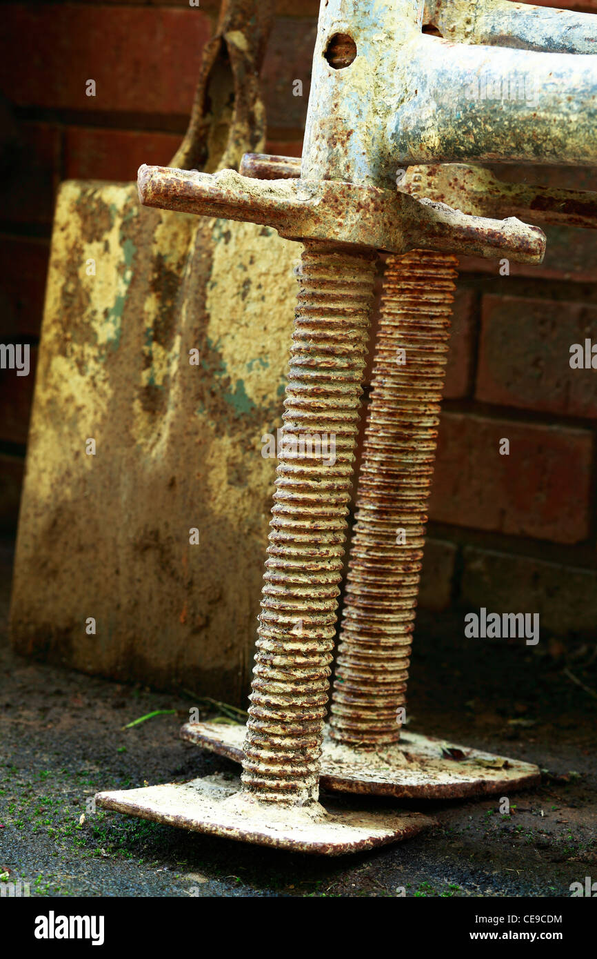 Adjustable feet for levelling scaffolding Stock Photo - Alamy