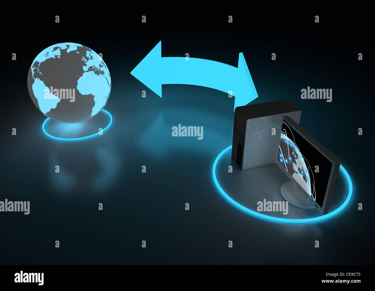 render of a computer connected to the internet Stock Photo - Alamy