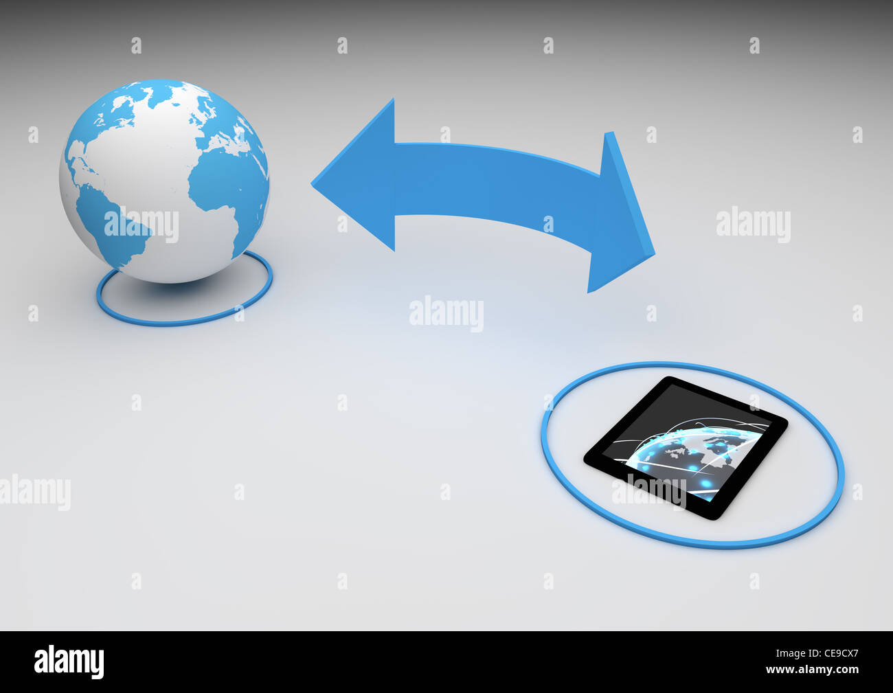 render of a pc tablet connected to the internet Stock Photo - Alamy