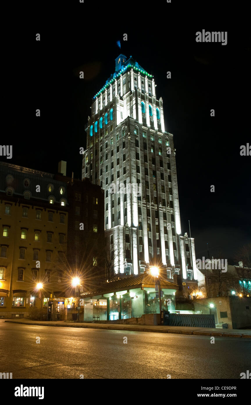 The Price Building, Quebec City at night Stock Photo - Alamy