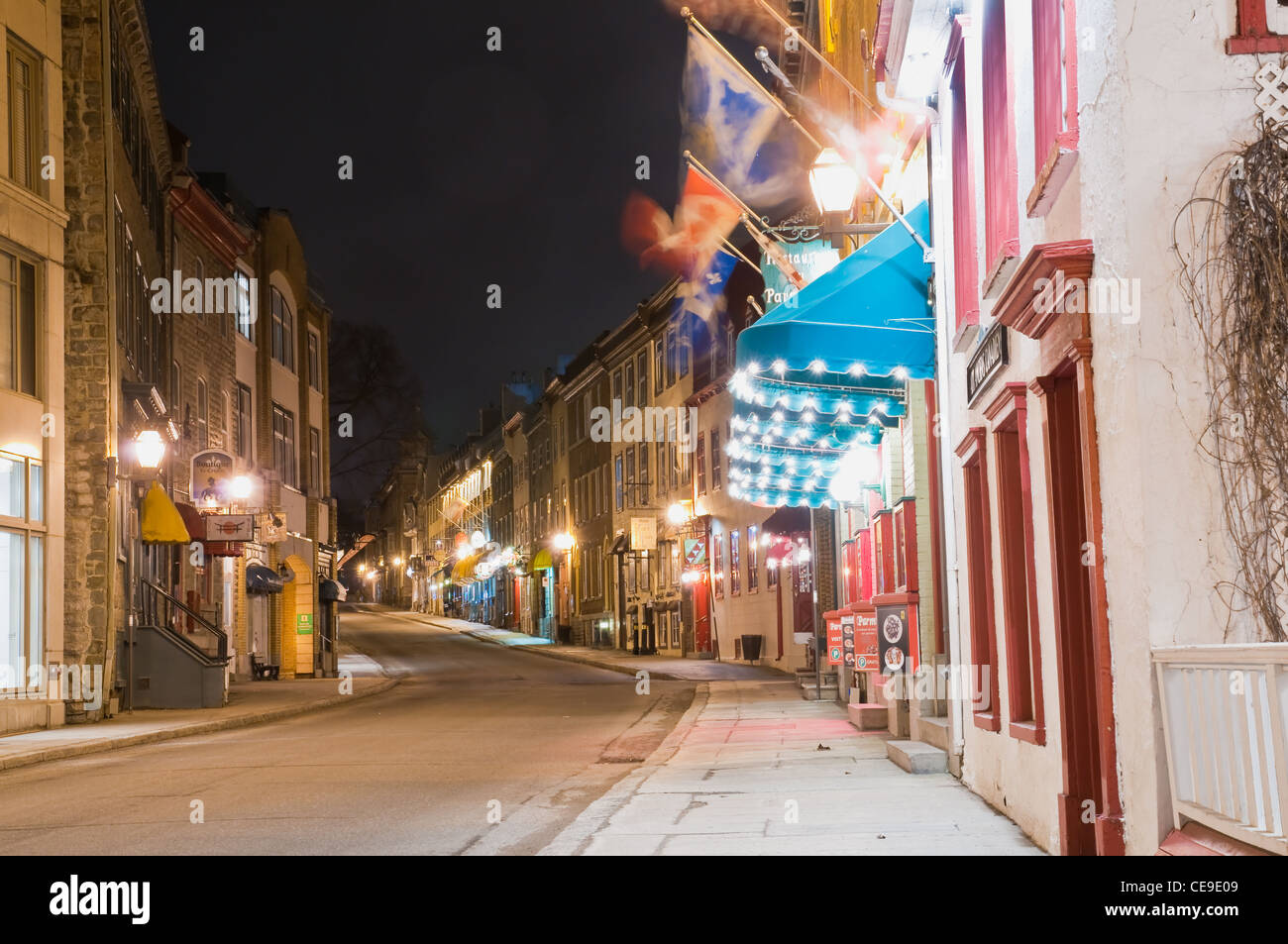 Night street scene, Quebec City, Quebec, Canada Stock Photo - Alamy