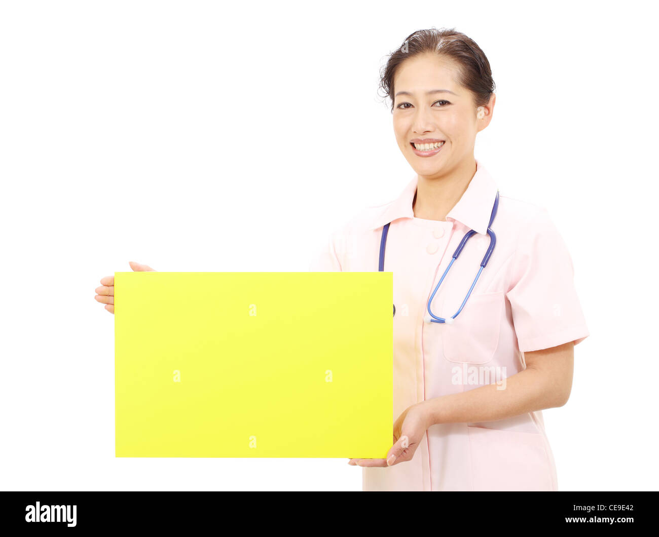 Nurse Showing Medical Sign Billboard Standing High Resolution Stock ...