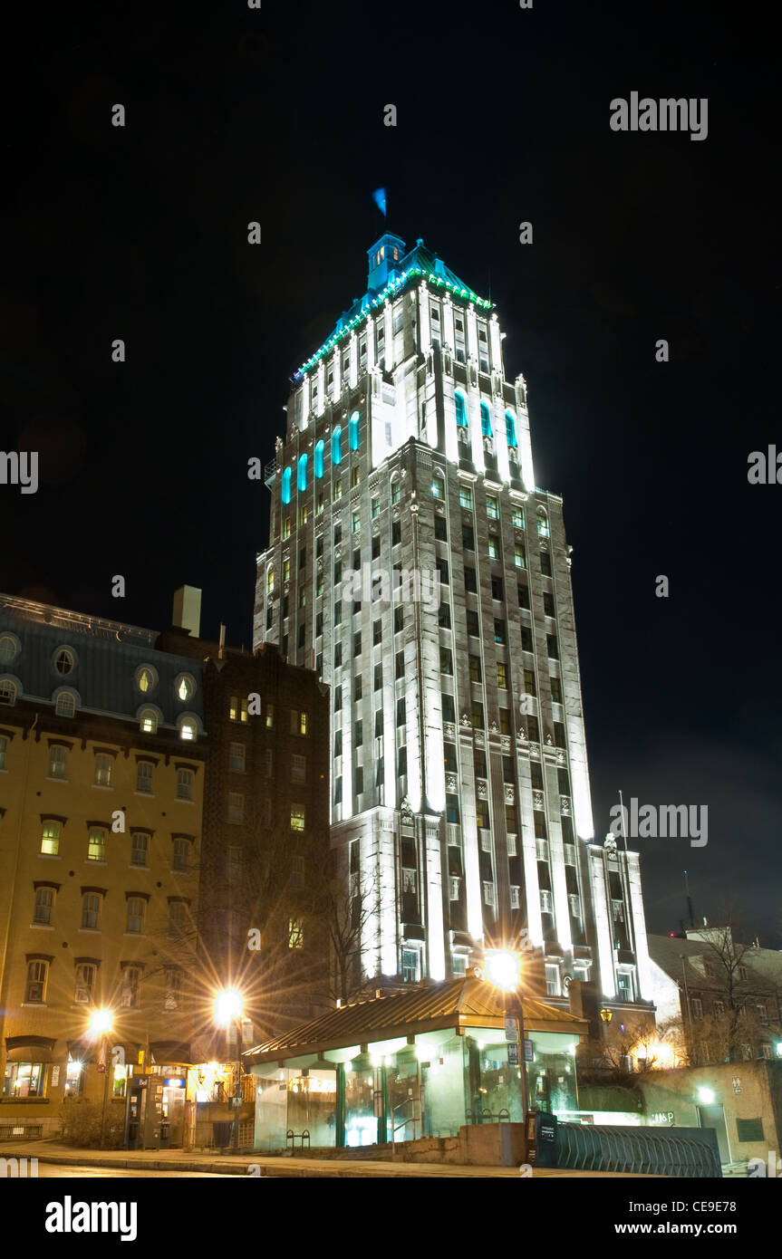 The Price Building, Quebec City at night Stock Photo - Alamy