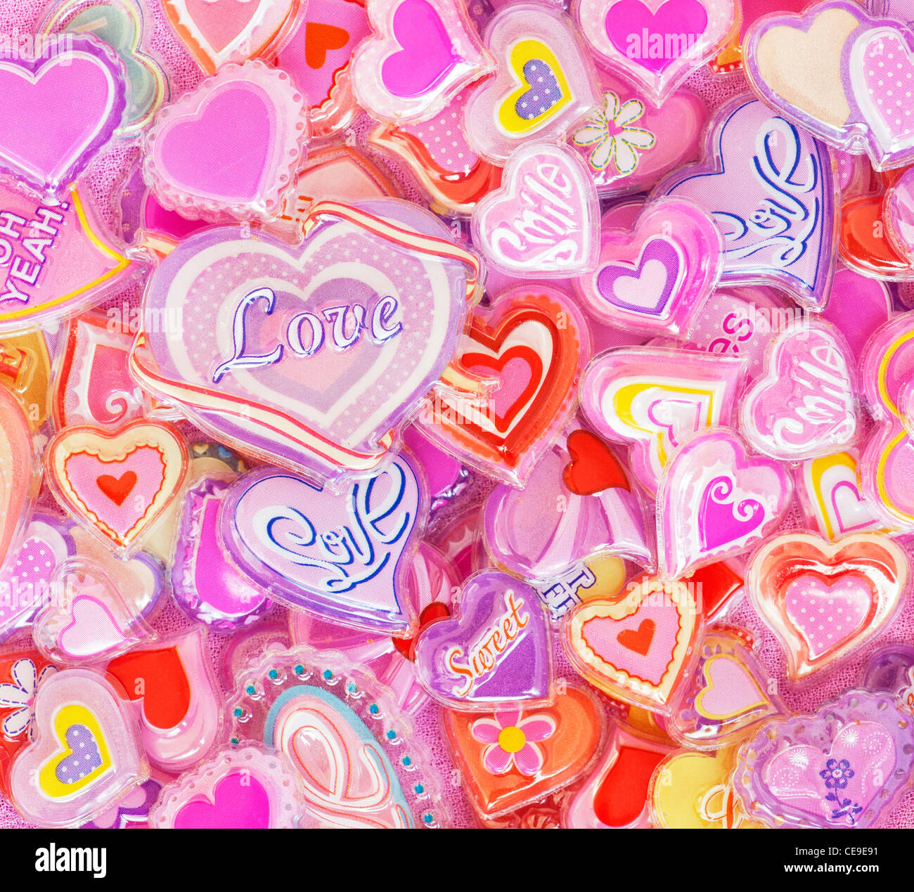Plastic Love Hearts Stock Photo - Alamy