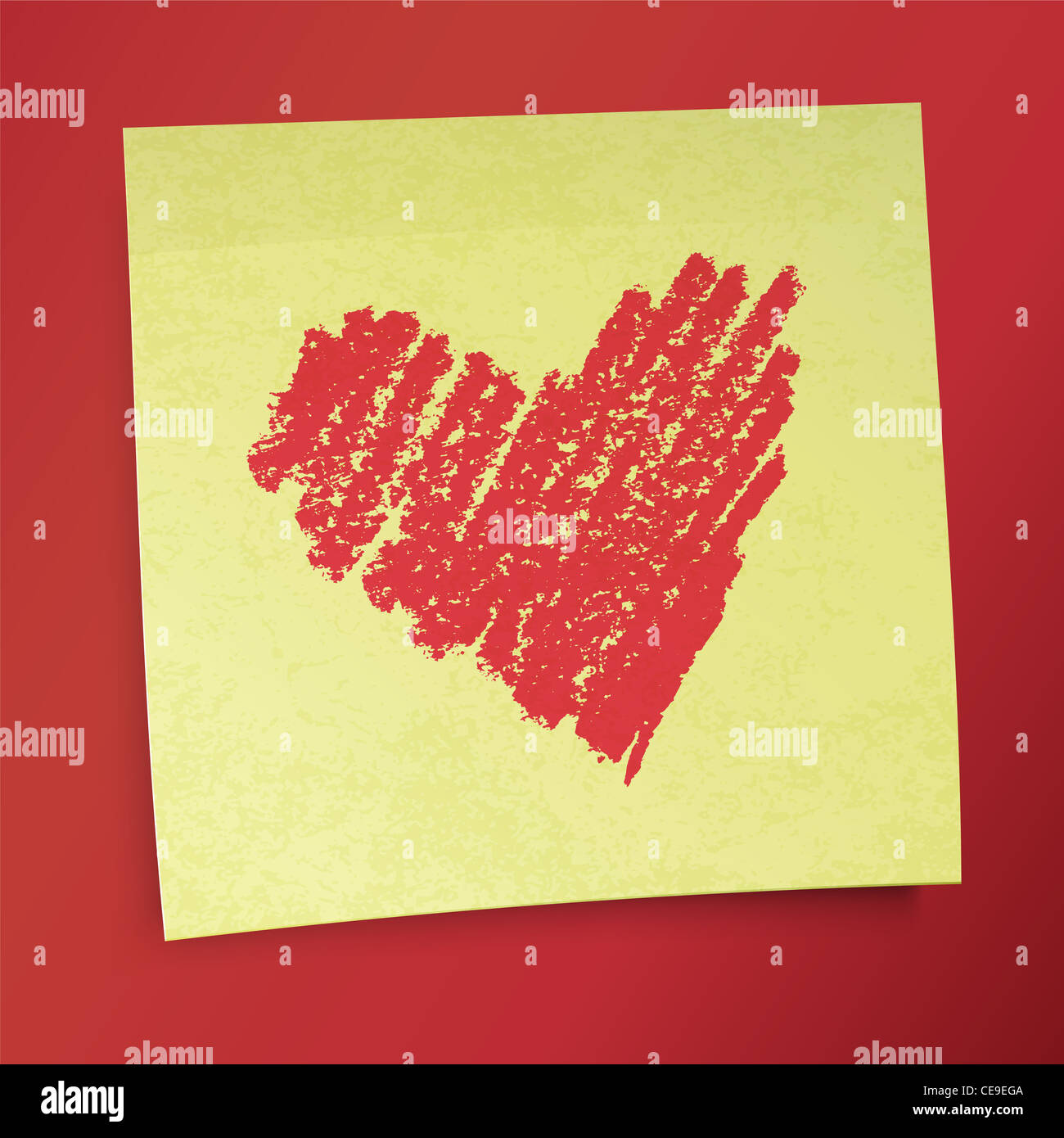 Yellow sticky note with Valentine`s heart Stock Photo - Alamy
