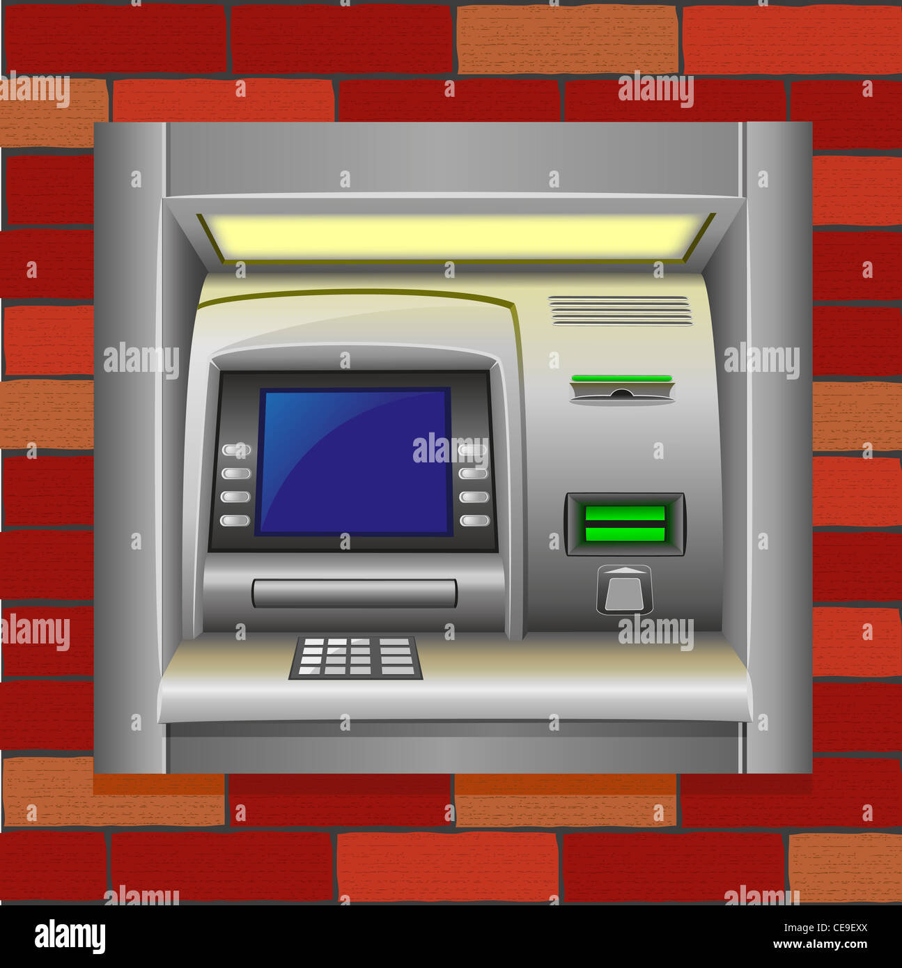 atm on a brick wall vector illustration Stock Photo - Alamy