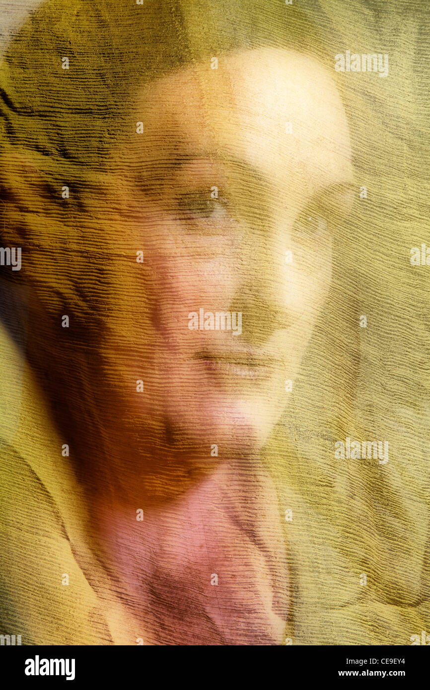 Woman behind sheer fabric hi-res stock photography and images - Alamy