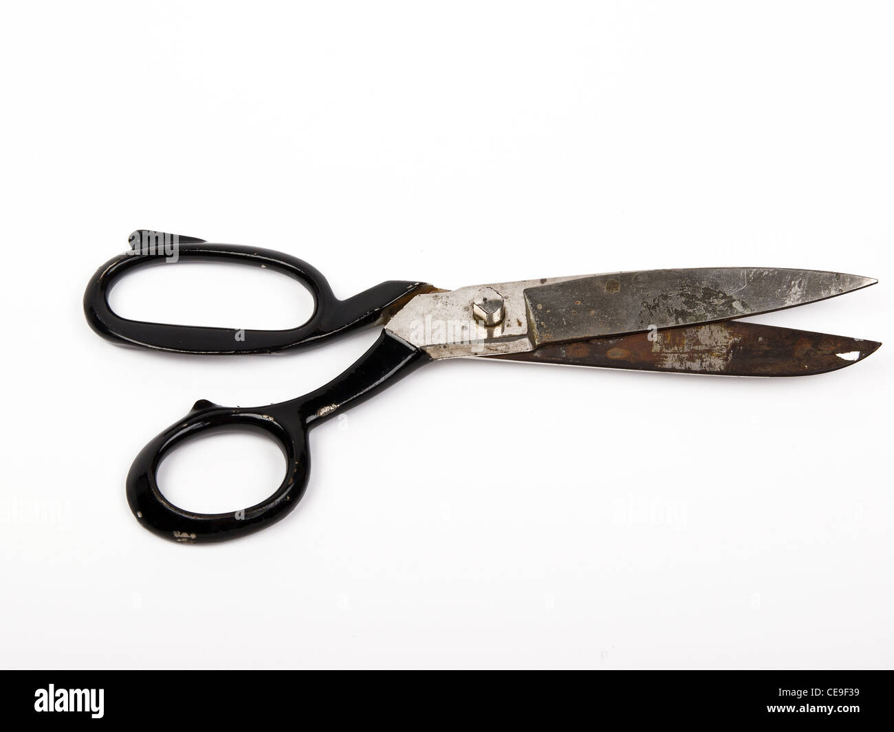 old black rusty scissors isolated on the white background Stock Photo ...