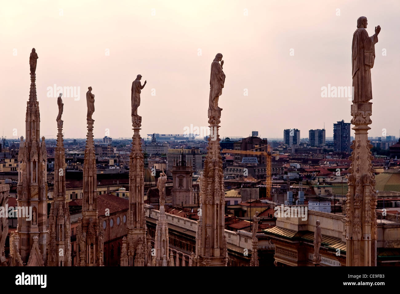 rooftop ornaments on duomo gothic cathedral in milan, italy Stock Photo ...