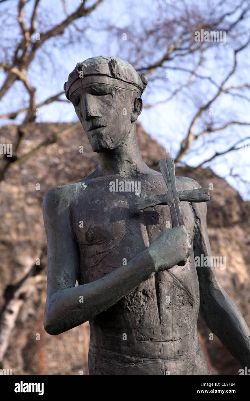 Statue of St Edmund, King and Martyr, by Elizabeth Frink, stands in the ...