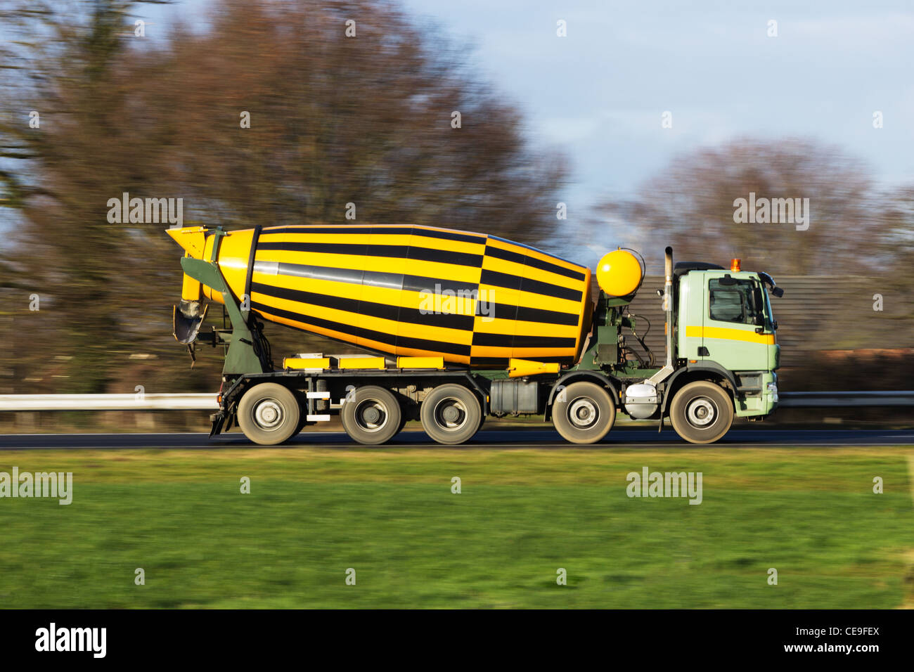 Cement truck on a highway Stock Photo - Alamy