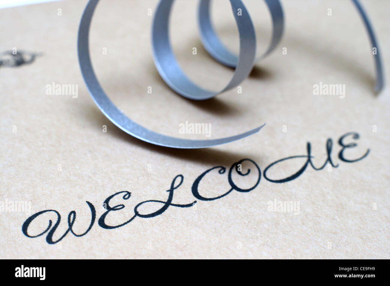 Welcome written statement Stock Photo - Alamy