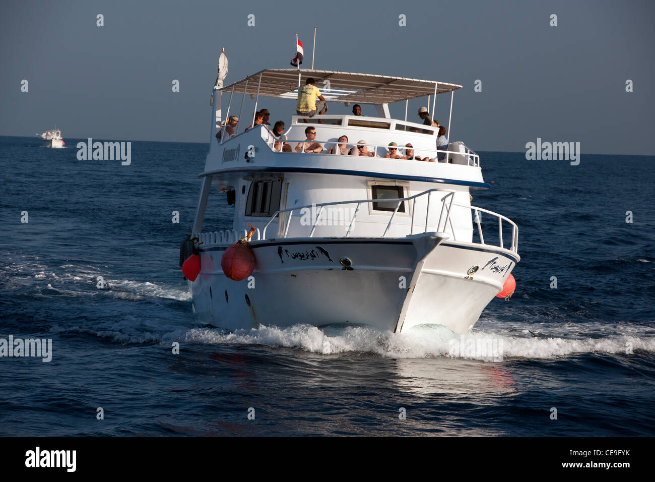 Tourist diving boat on the Red Sea, Egypt, Africa off shore from ...