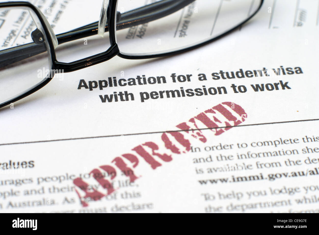 application for a student vis with permission to work approved Stock ...