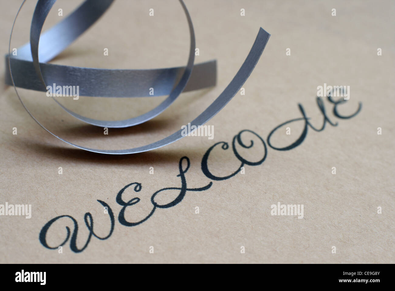 Welcome written statement Stock Photo - Alamy