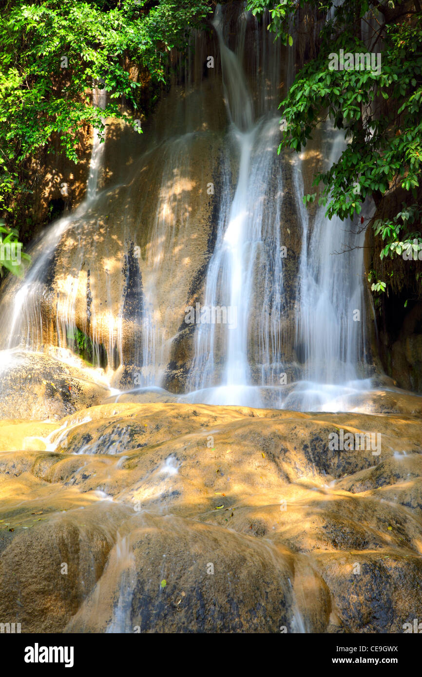 Natural spring waterfall in forest (long exposure Stock Photo - Alamy