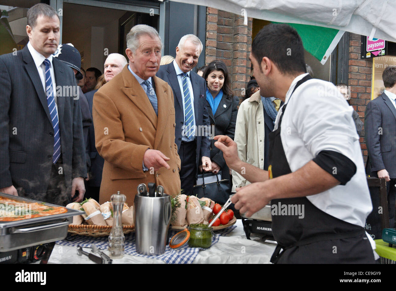Prince Charles tries Italian food, prepared by Alessio Garau (right ...