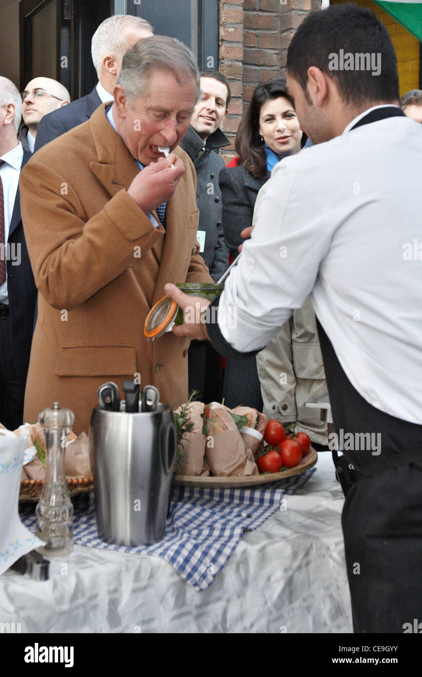 Prince Charles tries Italian food, prepared by Alessio Garau (right ...