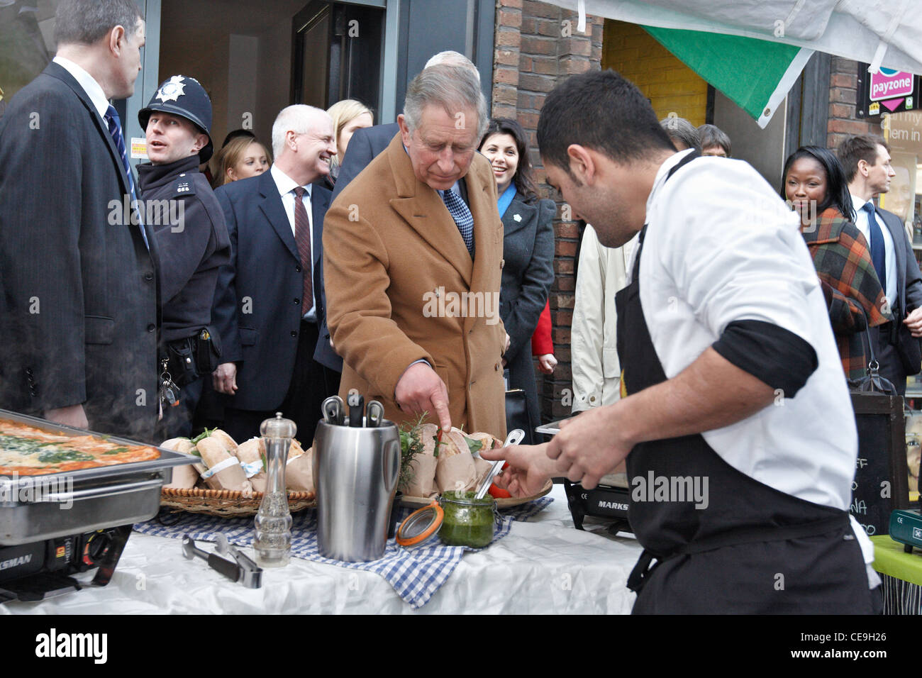 Prince Charles tries Italian food, prepared by Alessio Garau (right ...