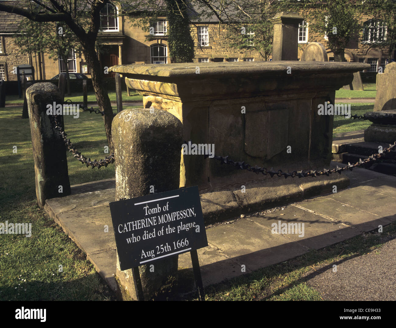 Eyam Derbyshire England Tomb of Catherine Mompesson wife of Vicar hero ...