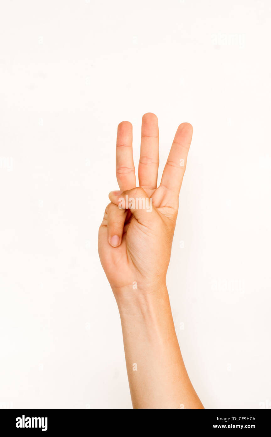 isolated man hand doing hand gesture of numbers counting Stock Photo ...