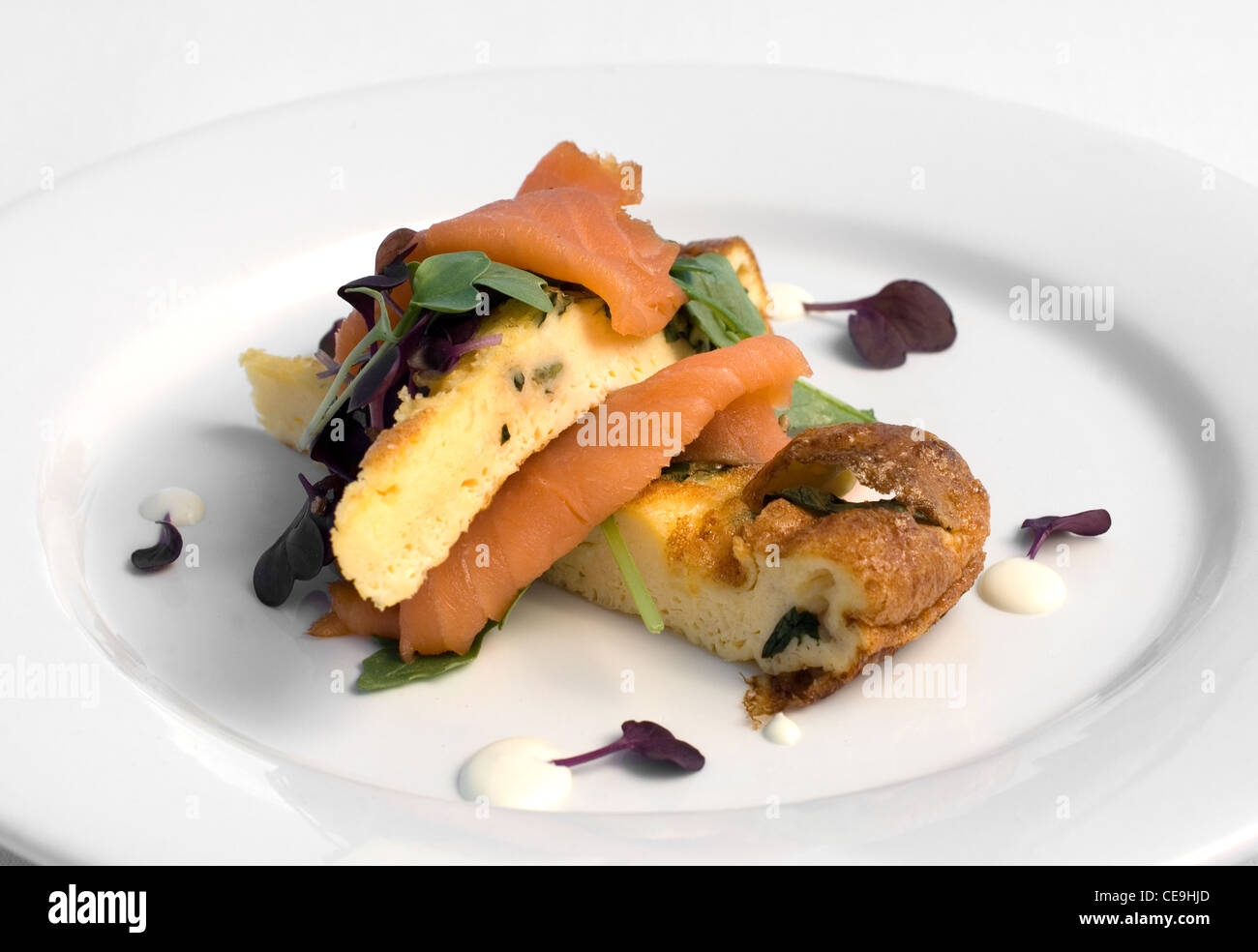 Frittata, served with Smoked Salmon, Rocket, and a Horseradish Cream ...