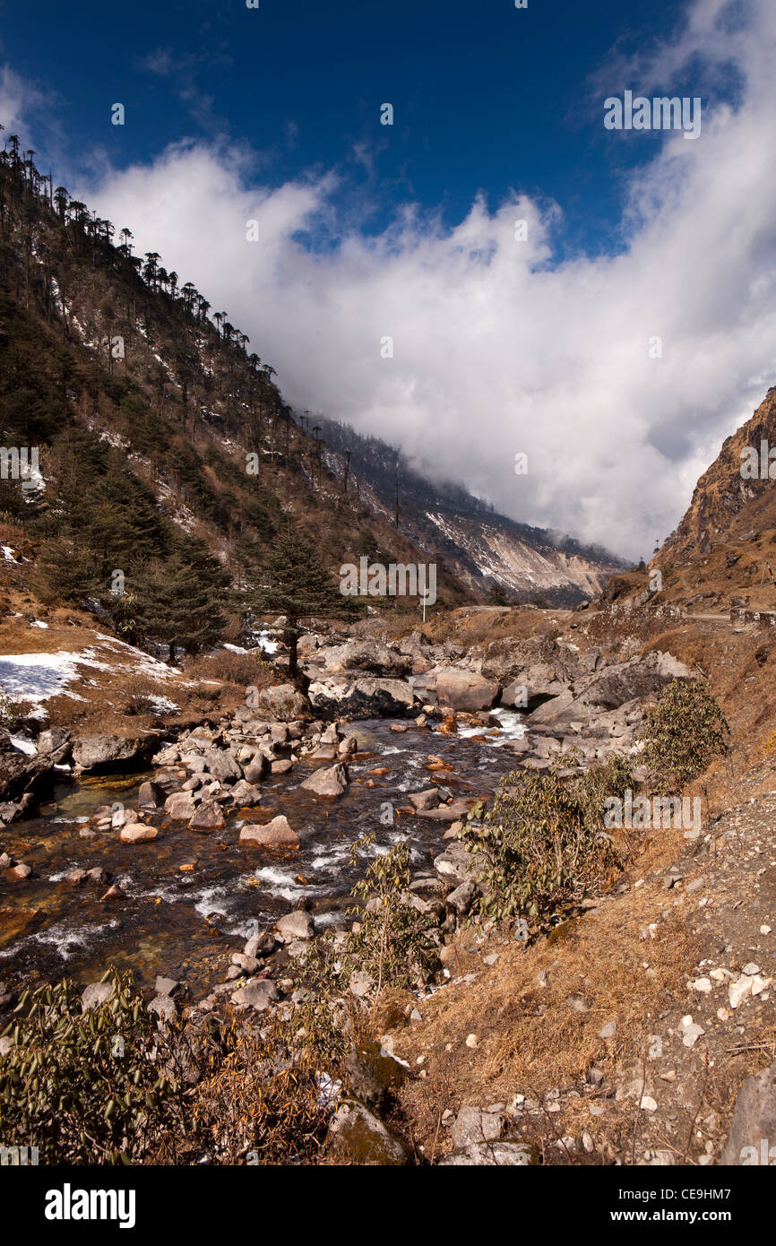 India, Arunachal Pradesh, Sela, river flowing into Tawang valley Stock ...