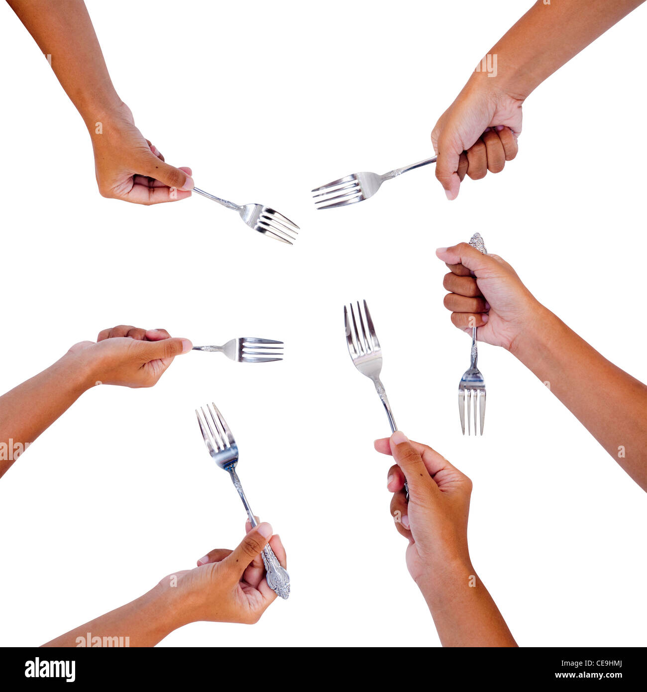conceptual image of hand holding isolated fork Stock Photo - Alamy