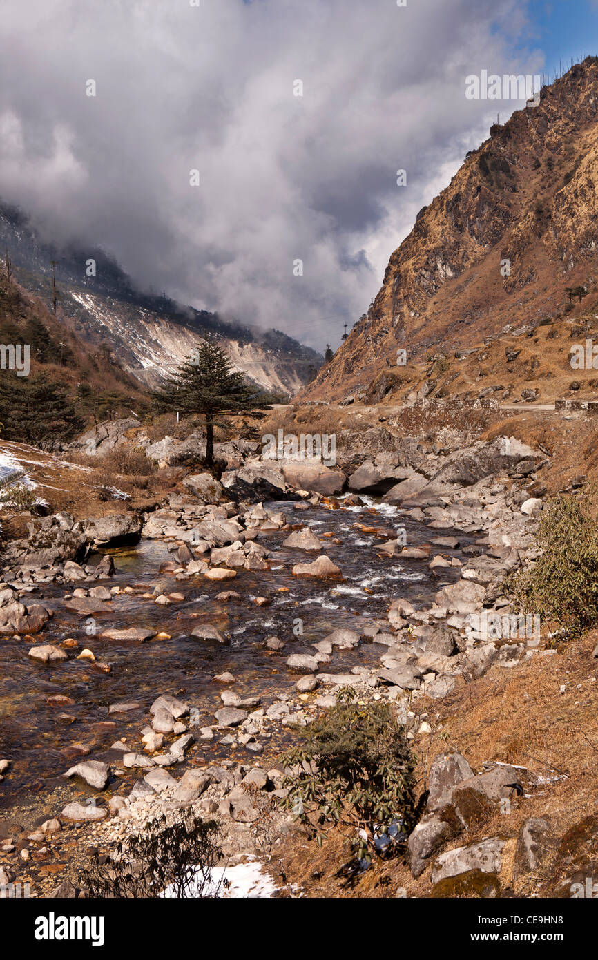 India, Arunachal Pradesh, Sela, river flowing into Tawang valley Stock ...