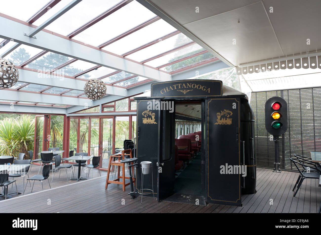 Old train carriage at the Carriages Cafe, in the Kumeu Wine Country ...