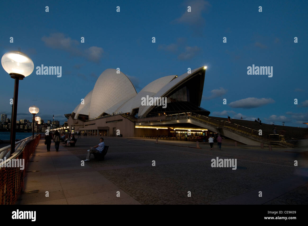 The Opera House on Circular Quay at dusk in Sydney, New South Wales ...
