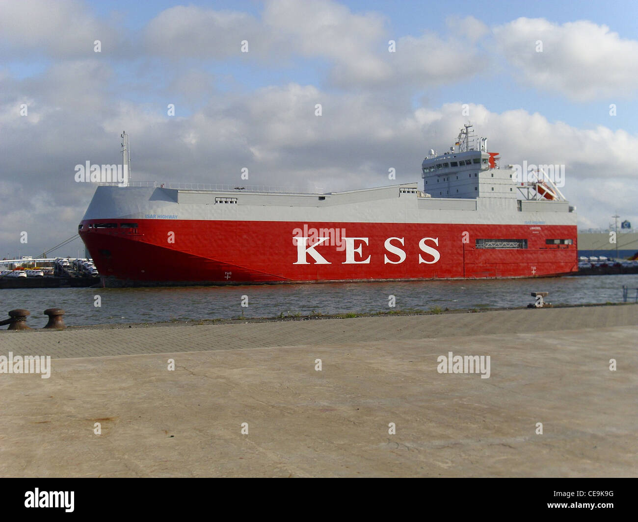 The car carrier vessel Isar Highway is docked at the port of ...