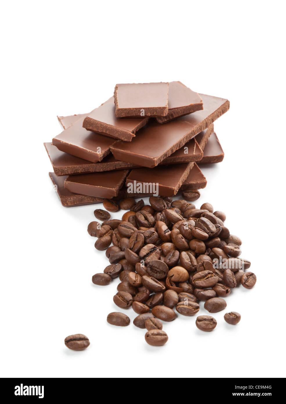 Cocoa beans chocolate pieces Cut Out Stock Images & Pictures - Alamy