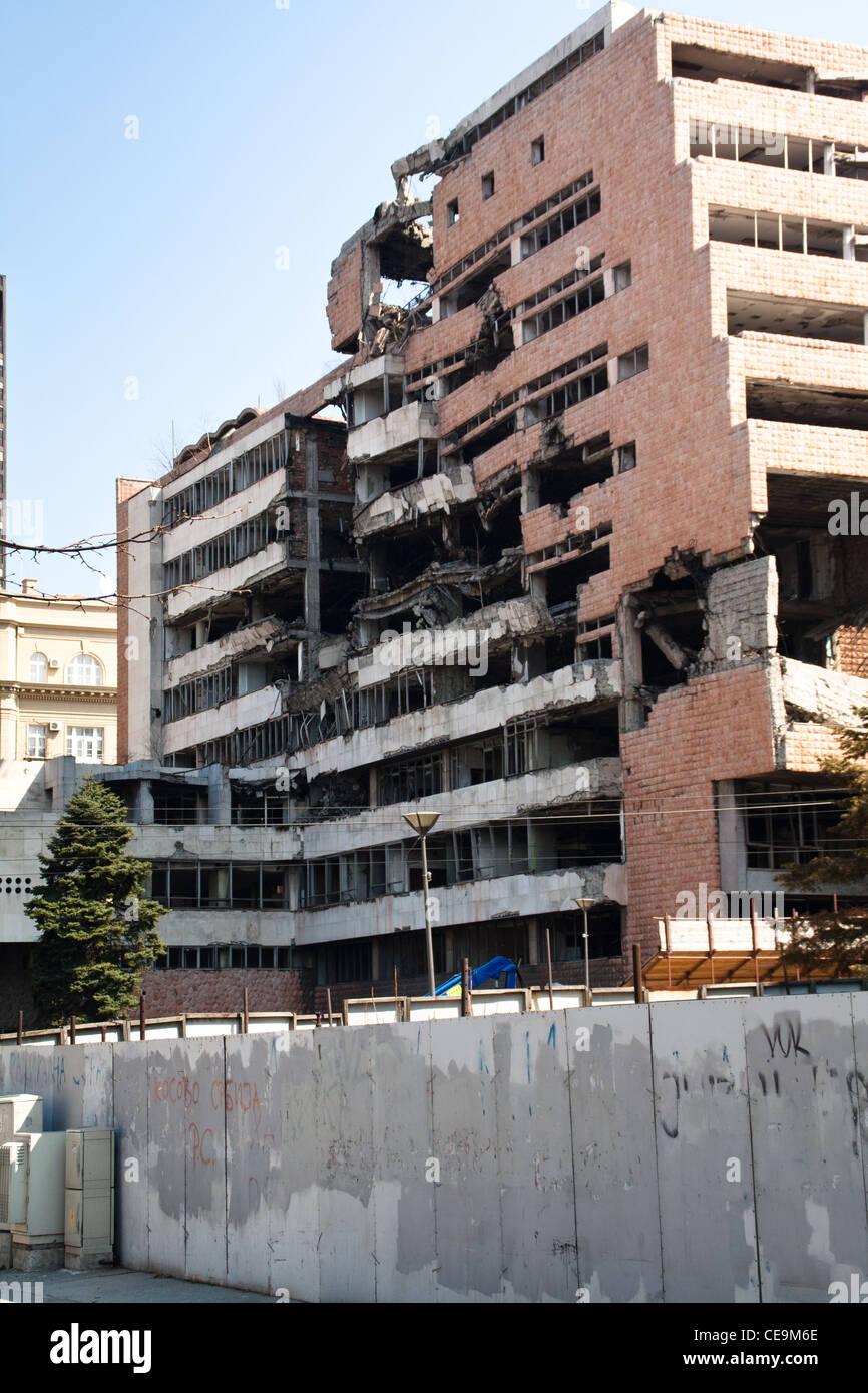 Buildings in Belgrade demolished during the Yugoslav war Stock Photo ...