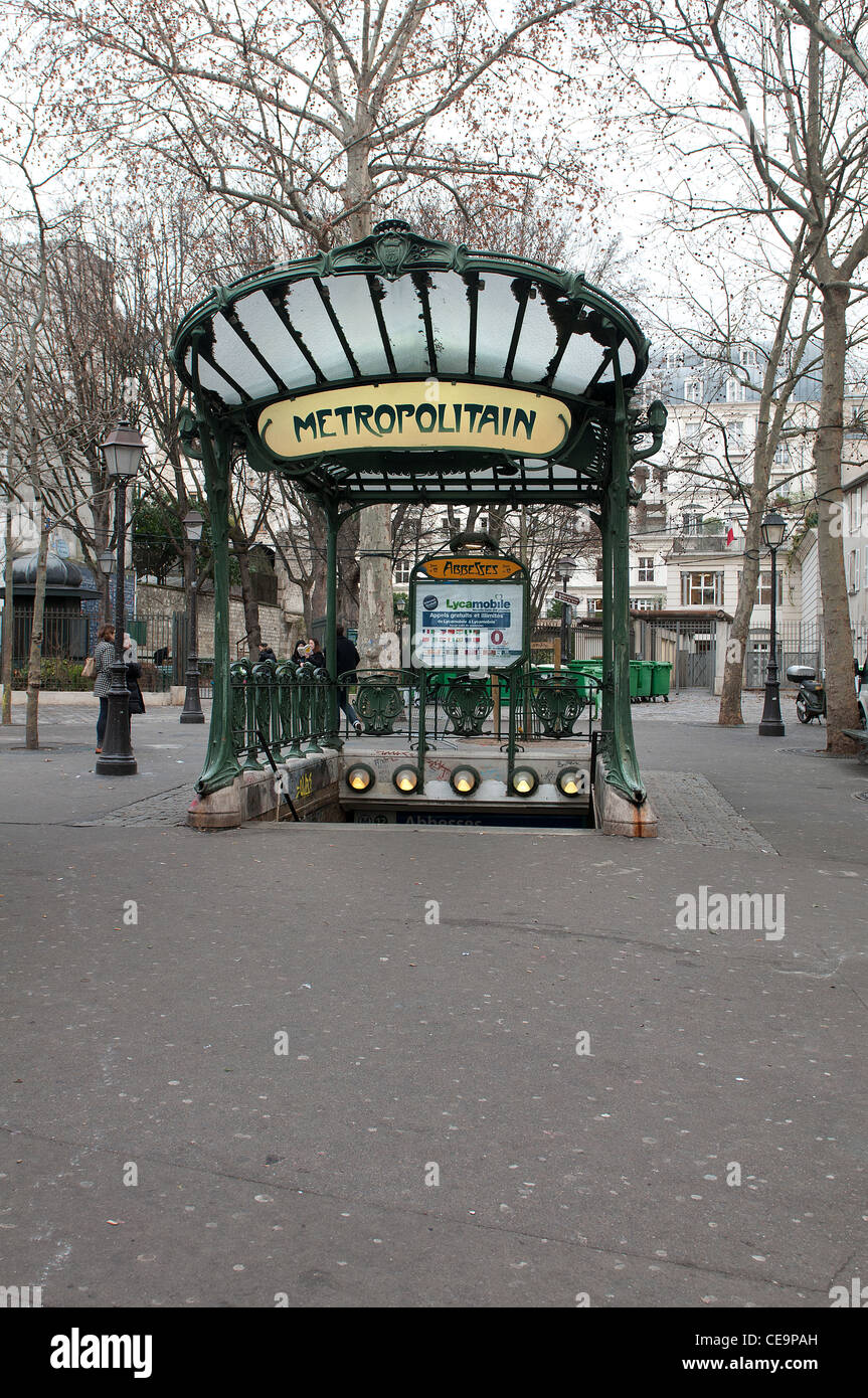 anm old metro station entrance in Paris Stock Photo - Alamy