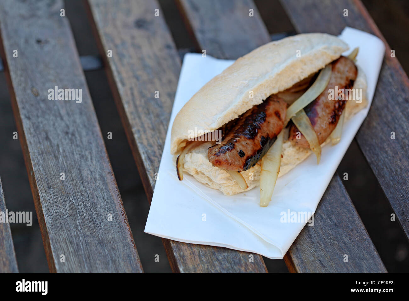 sandwich sausage barm eating on the street Stock Photo - Alamy