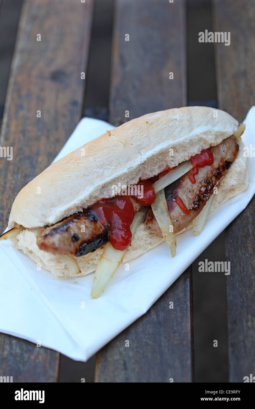 sandwich sausage barm eating on the street Stock Photo - Alamy