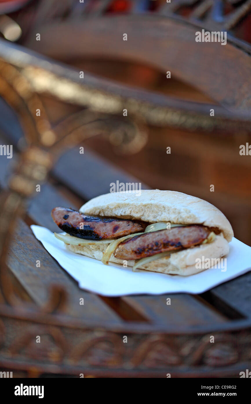 sandwich sausage barm eating on the street Stock Photo - Alamy
