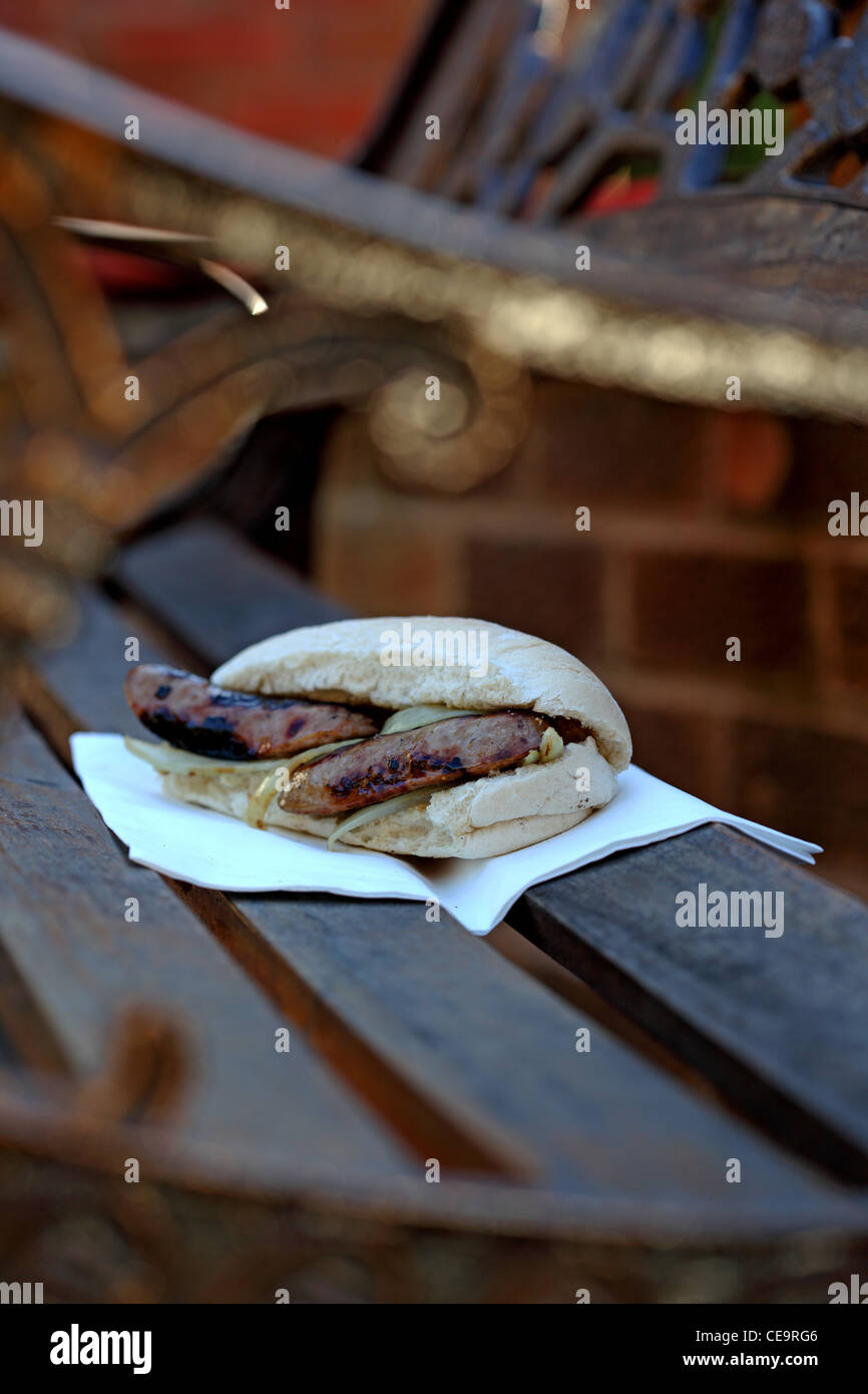 sandwich sausage barm eating on the street Stock Photo - Alamy