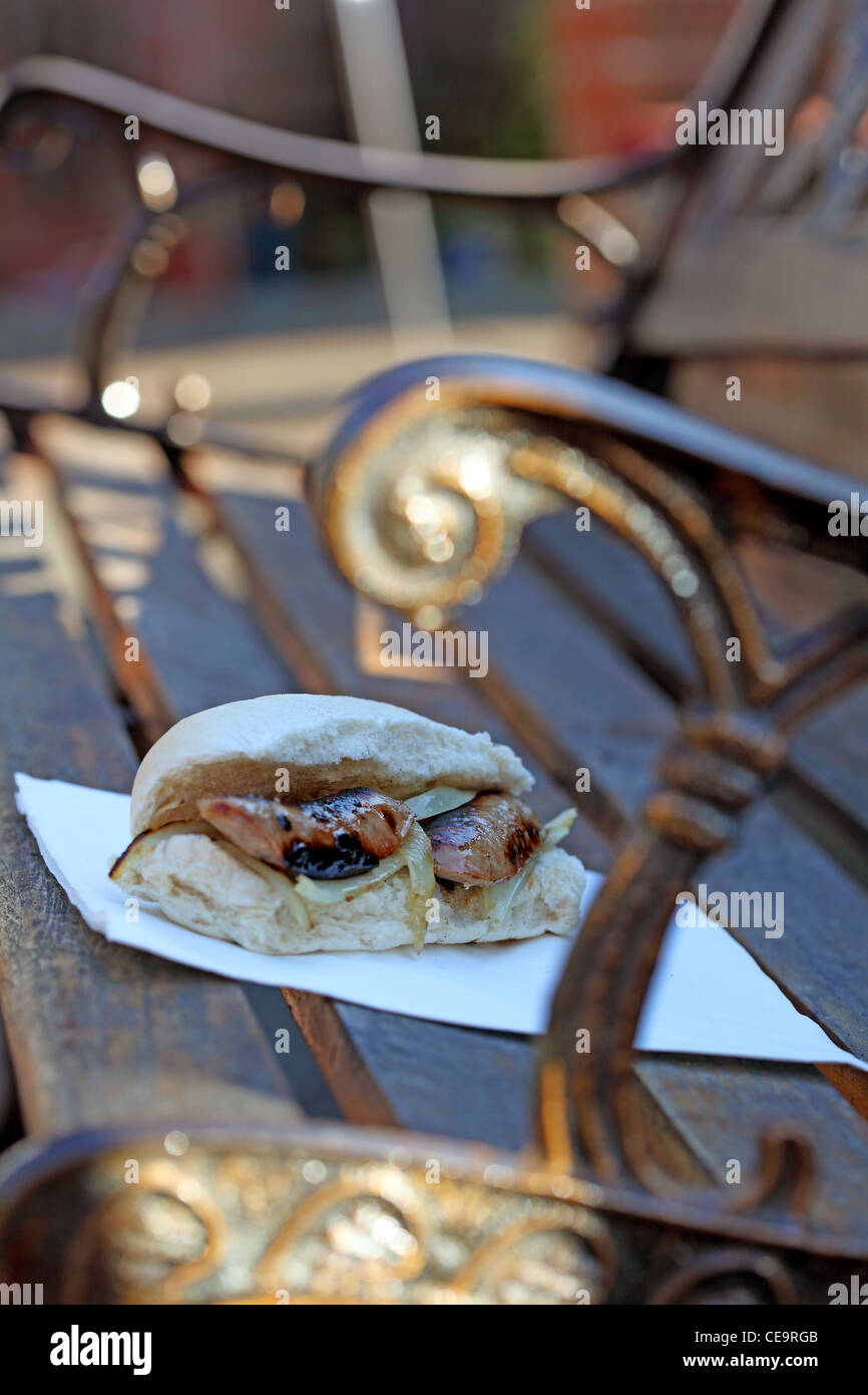 sandwich sausage barm eating on the street Stock Photo - Alamy