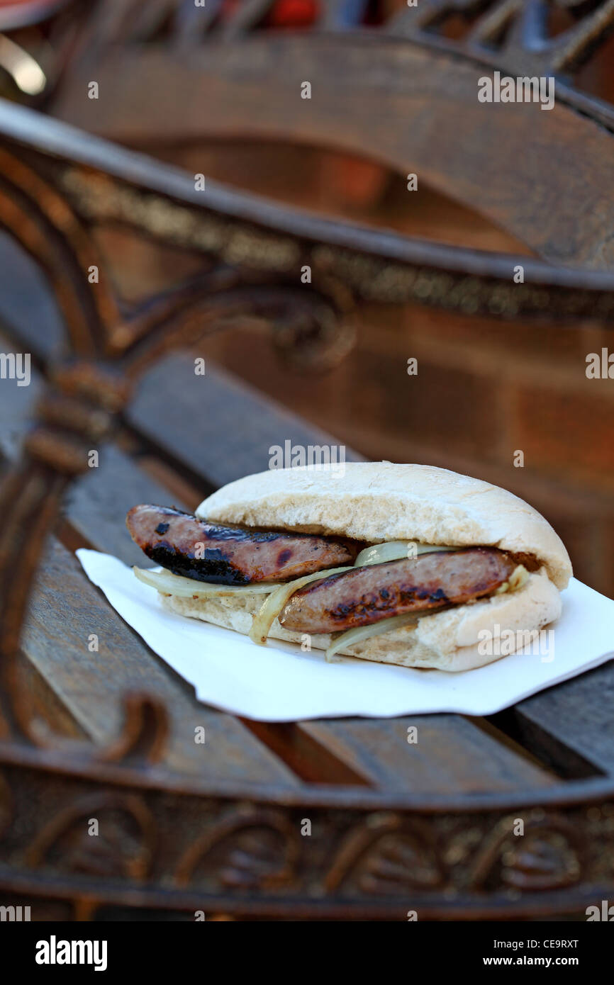 sandwich sausage barm eating on the street Stock Photo - Alamy